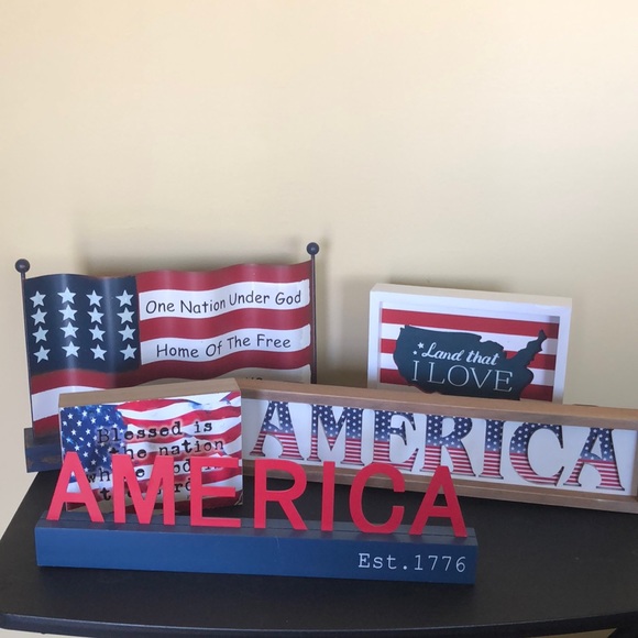 Hobby Lobby | Accents | Set Of 5 America Red White And Blue Signs For ...